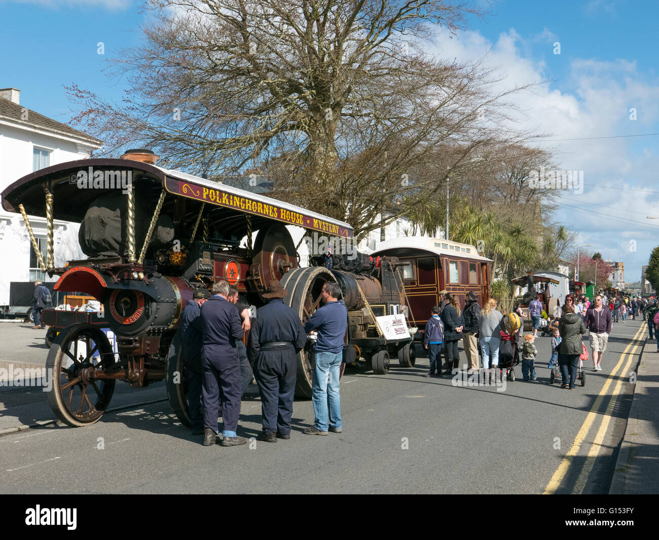 Steam engines in the annual Trevithick day parade in Camborne, Cornwall ...