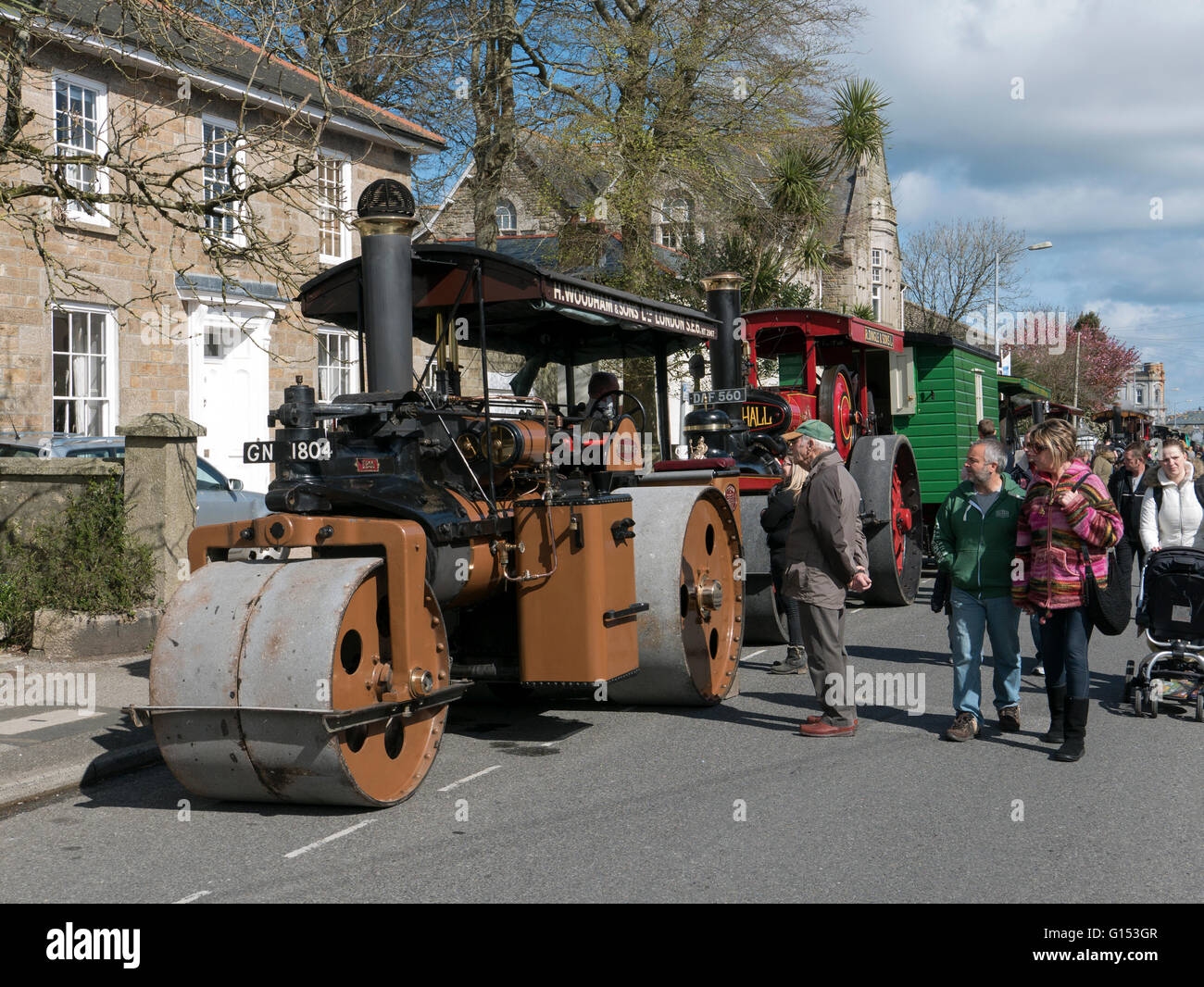 Steam engines in the annual Trevithick day parade in Camborne, Cornwall ...
