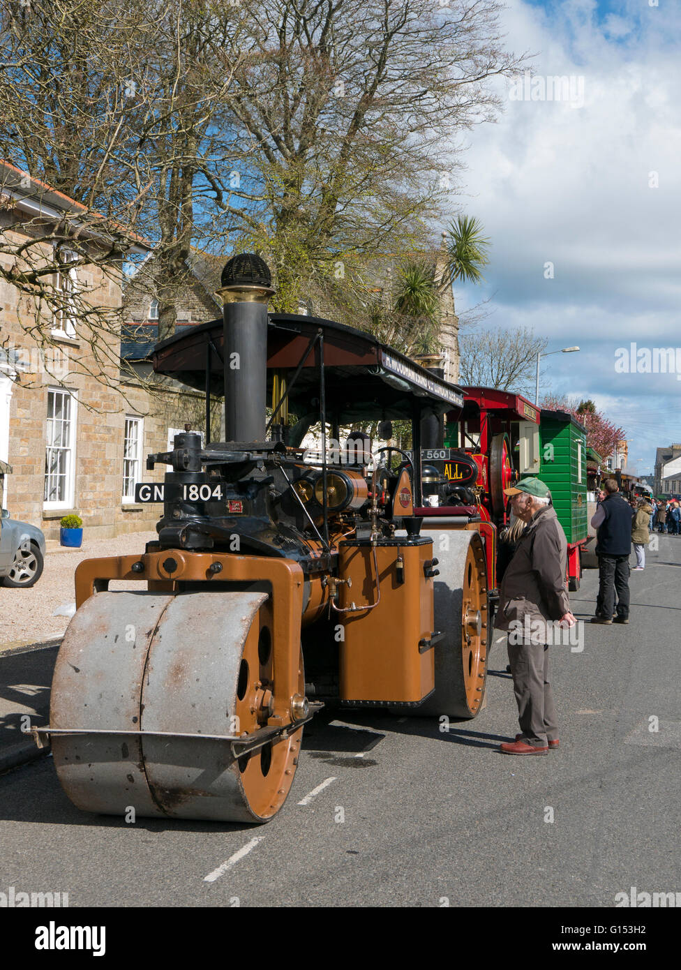 Steam engines in the annual Trevithick day parade in Camborne, Cornwall ...