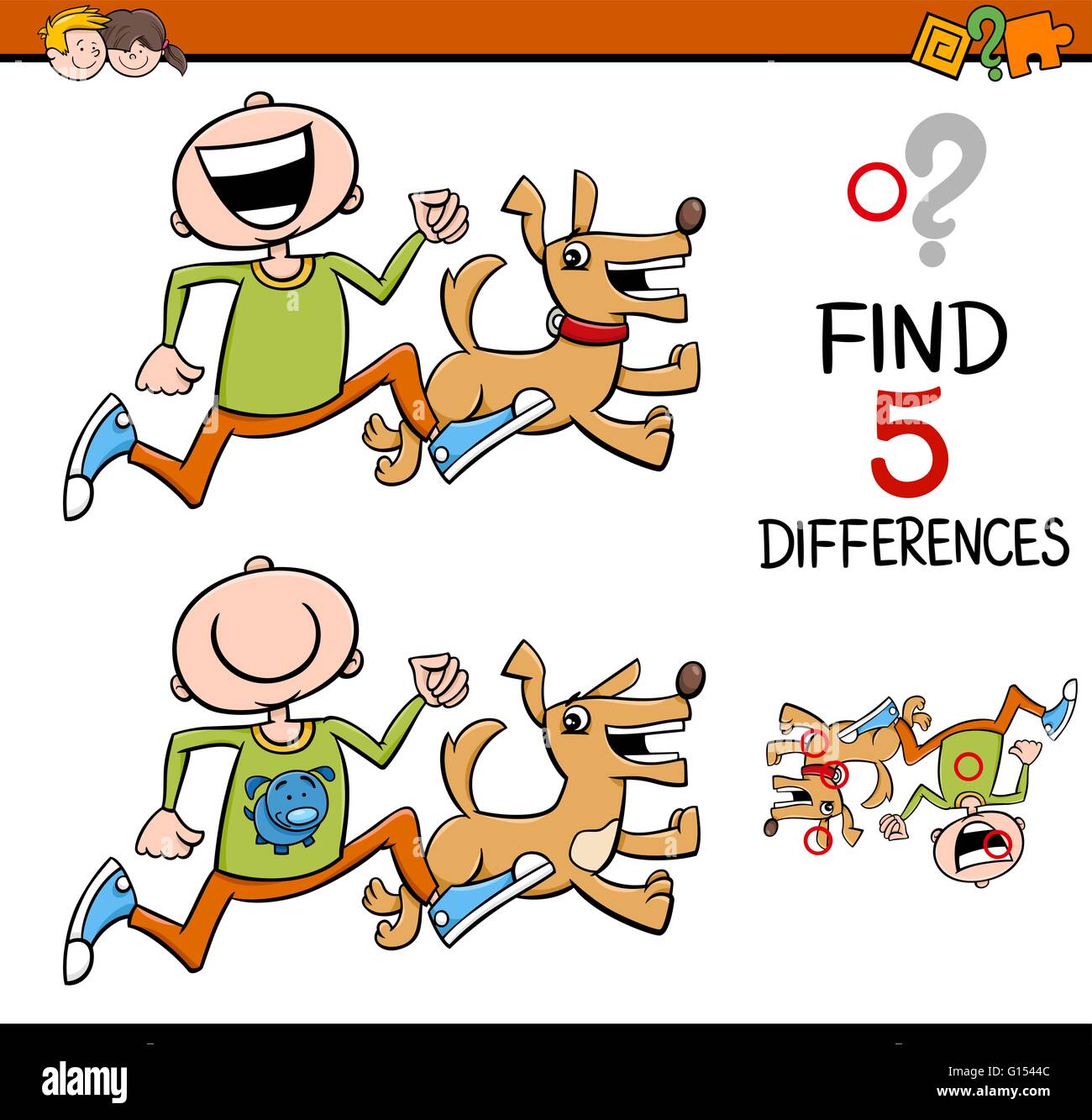 Cartoon Illustration of Finding Differences Educational Activity for ...