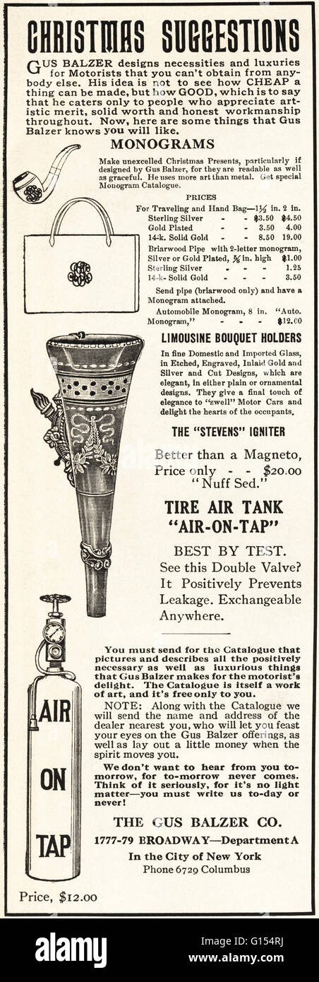 Original old vintage American magazine advert from the Edwardian era ...
