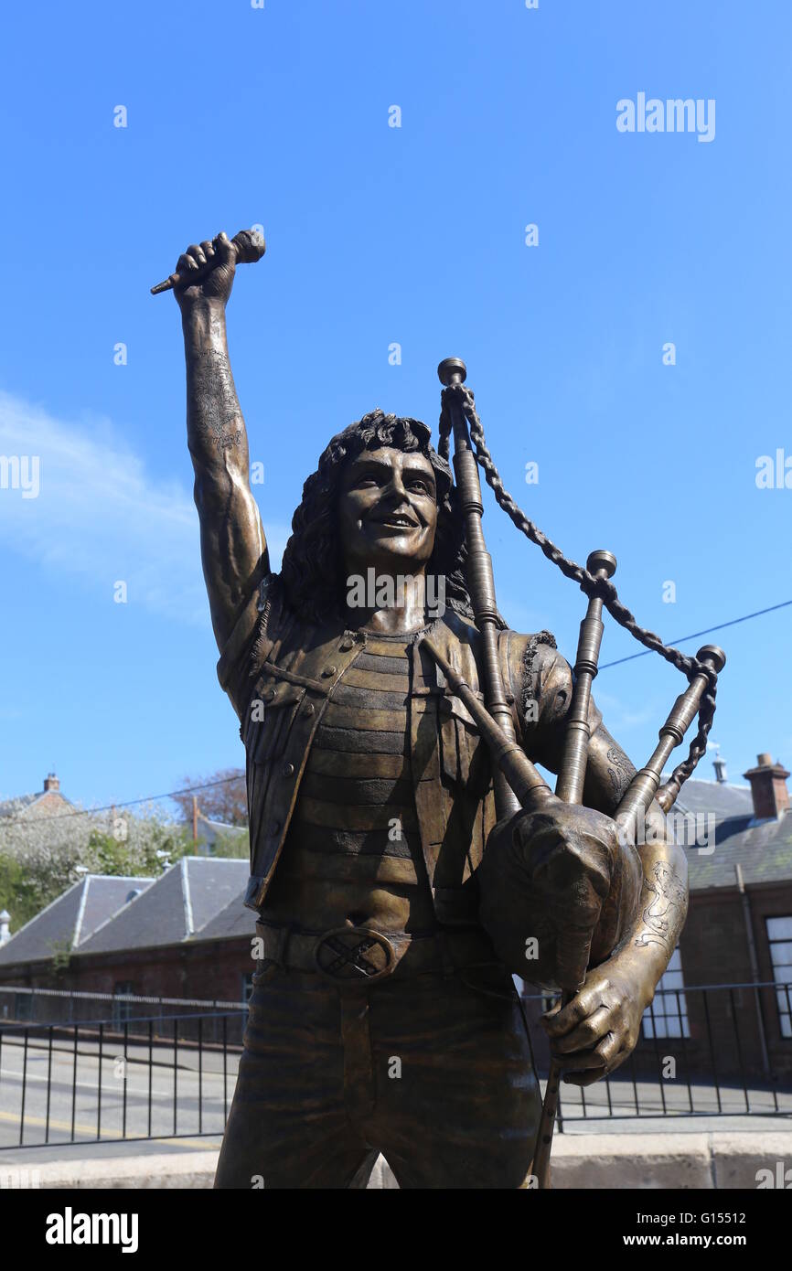 Life sized statue of AC/DC singer Bon Scott in Kirriemuir Scotland May ...