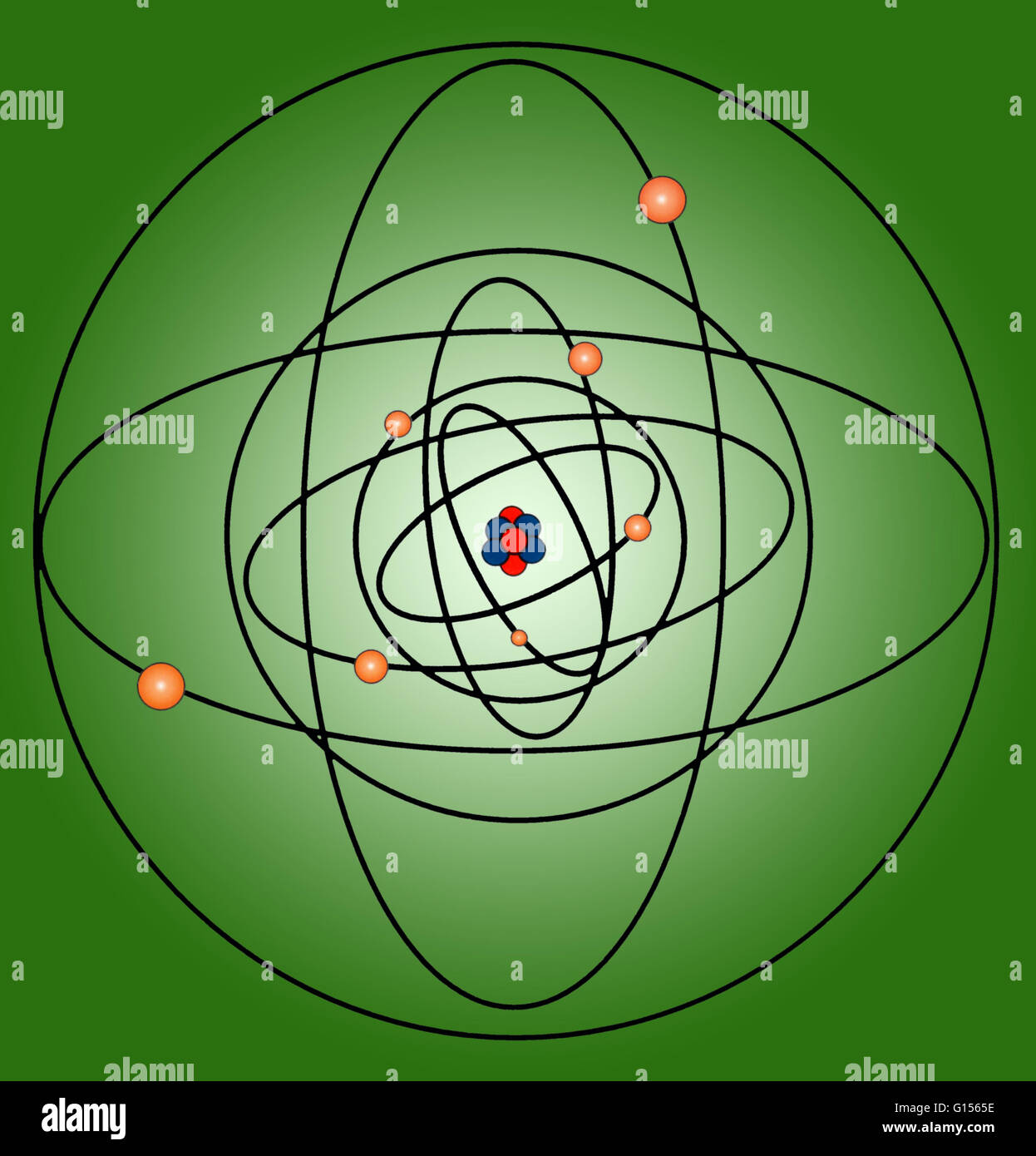 Model of the structure of the atom showing the nucleus and the electron ...