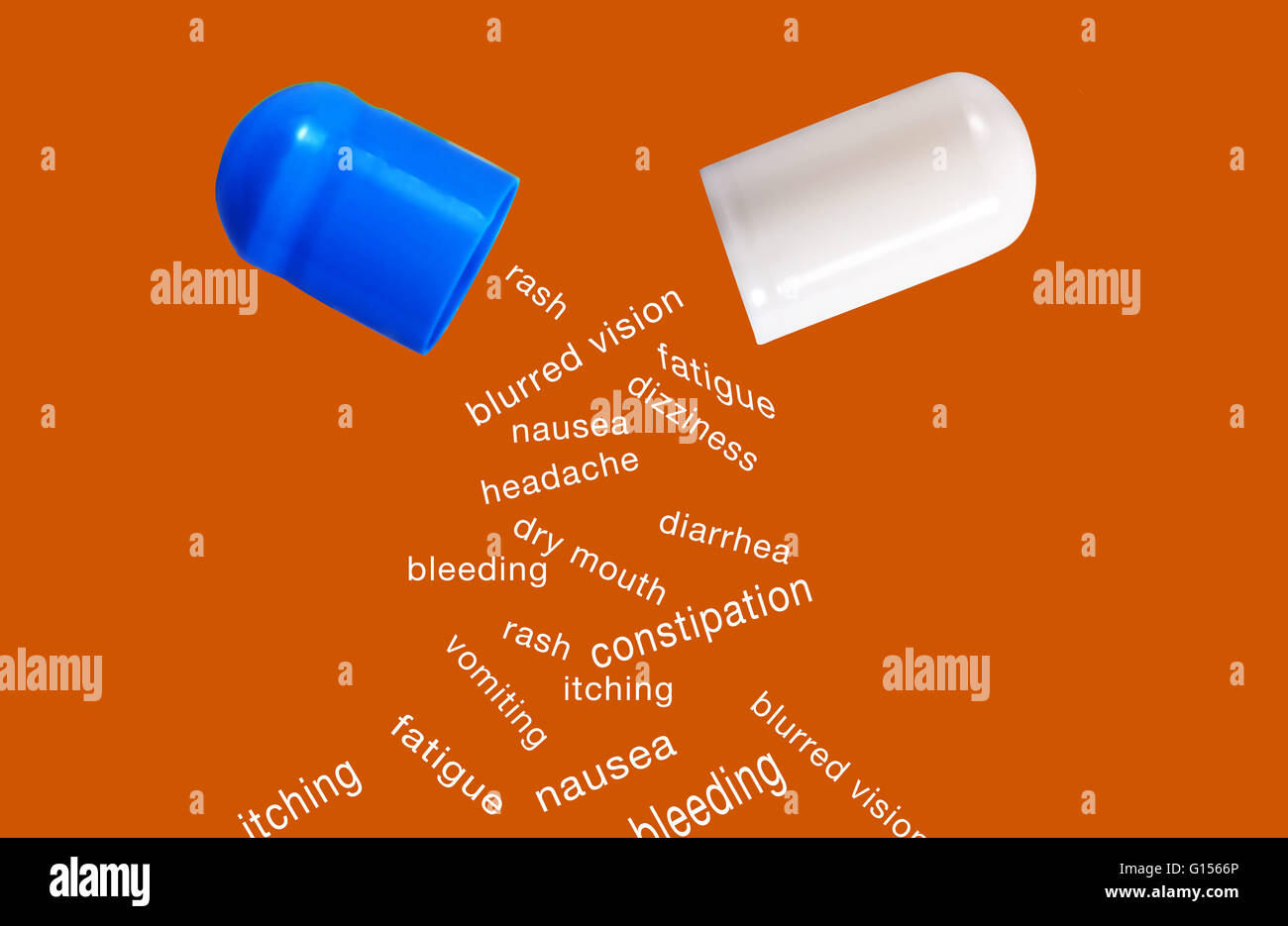 Conceptual image depicting side effects of medications. All drugs come ...