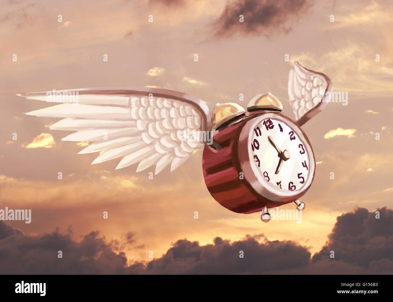 A conceptual illustration of the idiom "time flies Stock Photo - Alamy