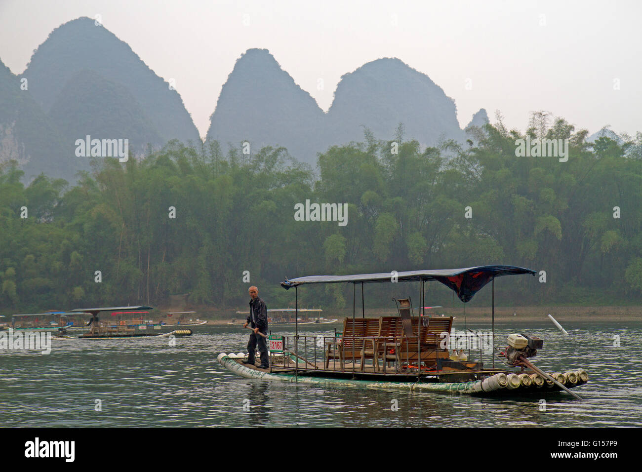 Bamboo raft on the Li River at Xingping Stock Photo - Alamy