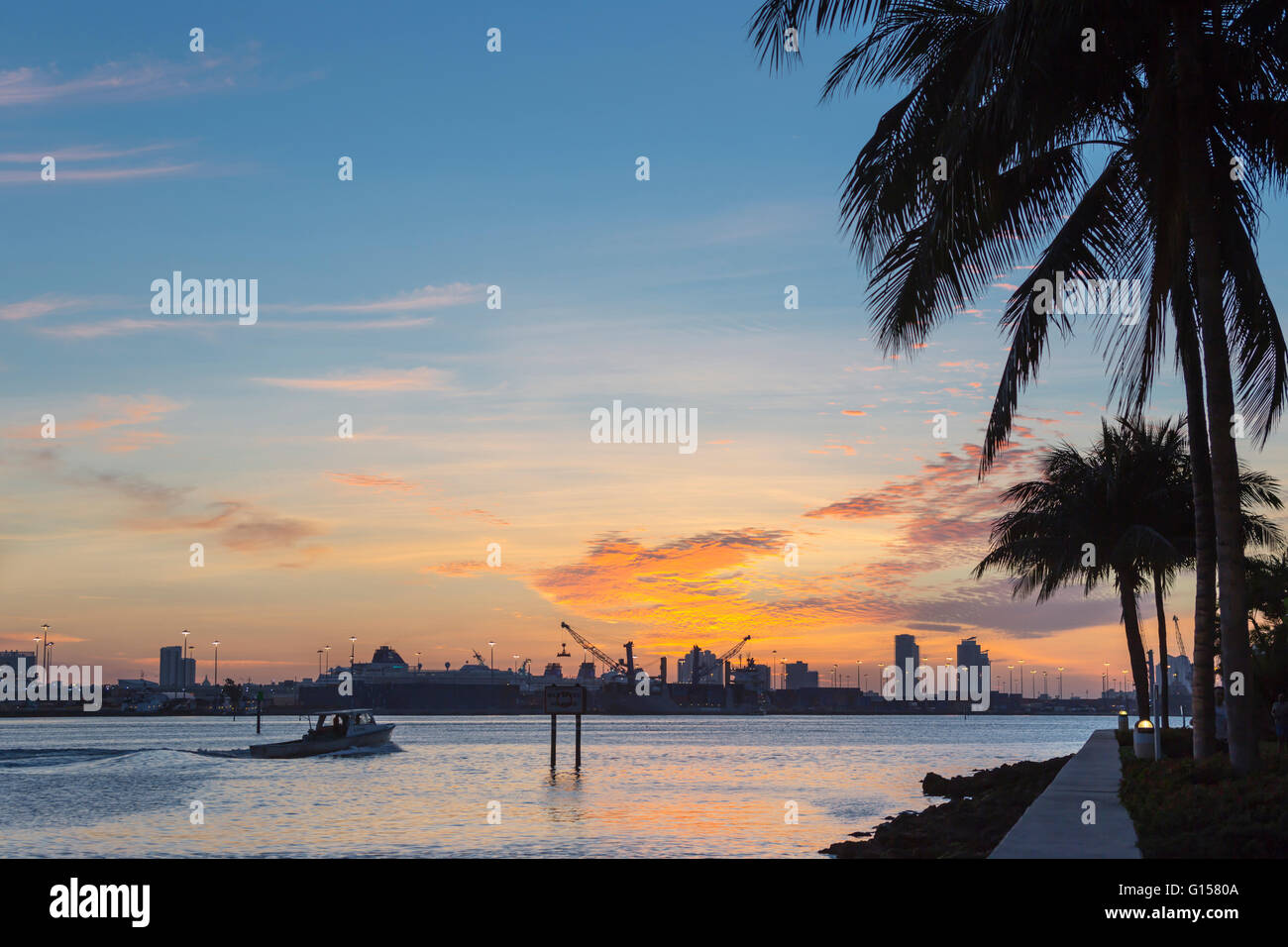 PORT OF MIAMI SKYLINE BISCAYNE BAY MIAMI FLORIDA USA Stock Photo - Alamy