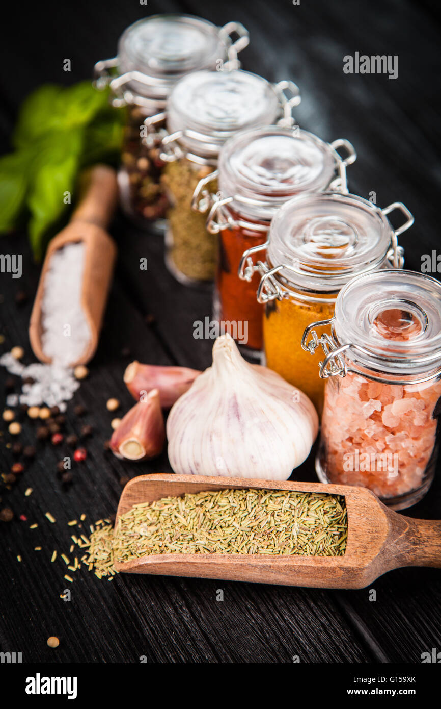 Set of different herbs and spice Stock Photo - Alamy