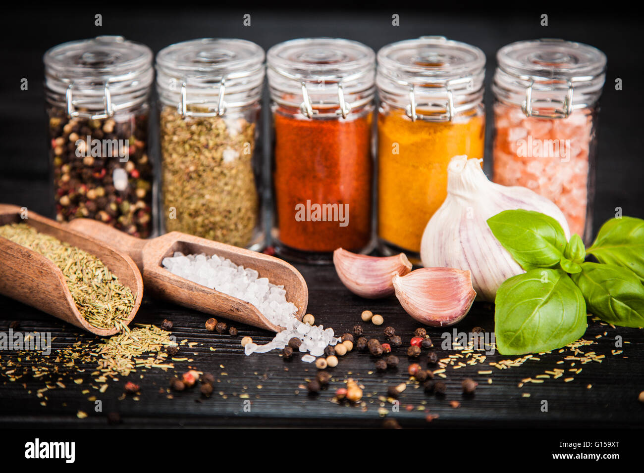 Set of different herbs and spice Stock Photo - Alamy