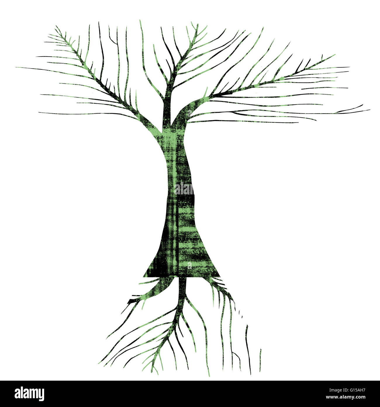 Tree drawing with roots hi-res stock photography and images - Alamy