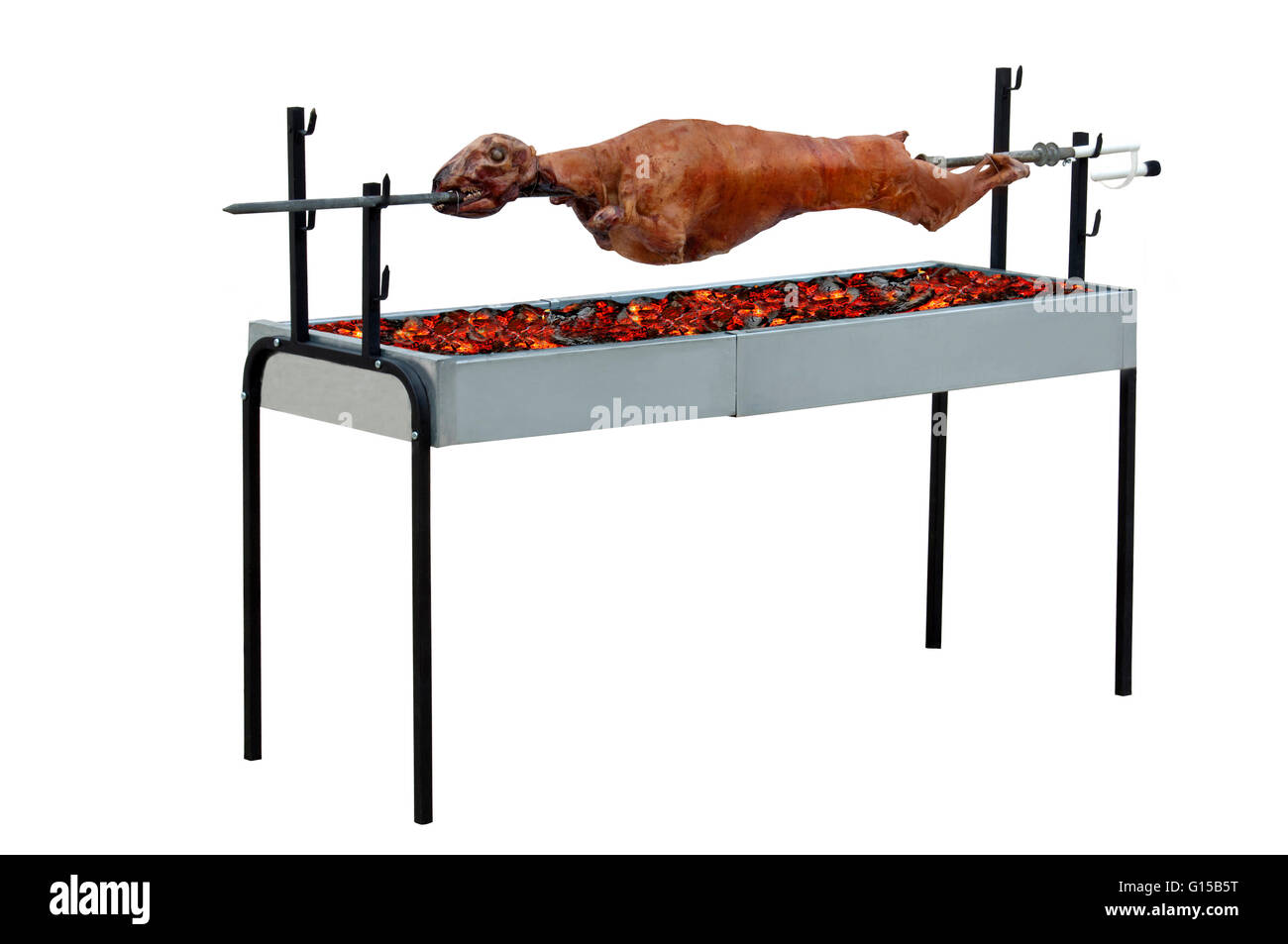 easter lamb on a spit, isolated on white, clipping path included Stock ...