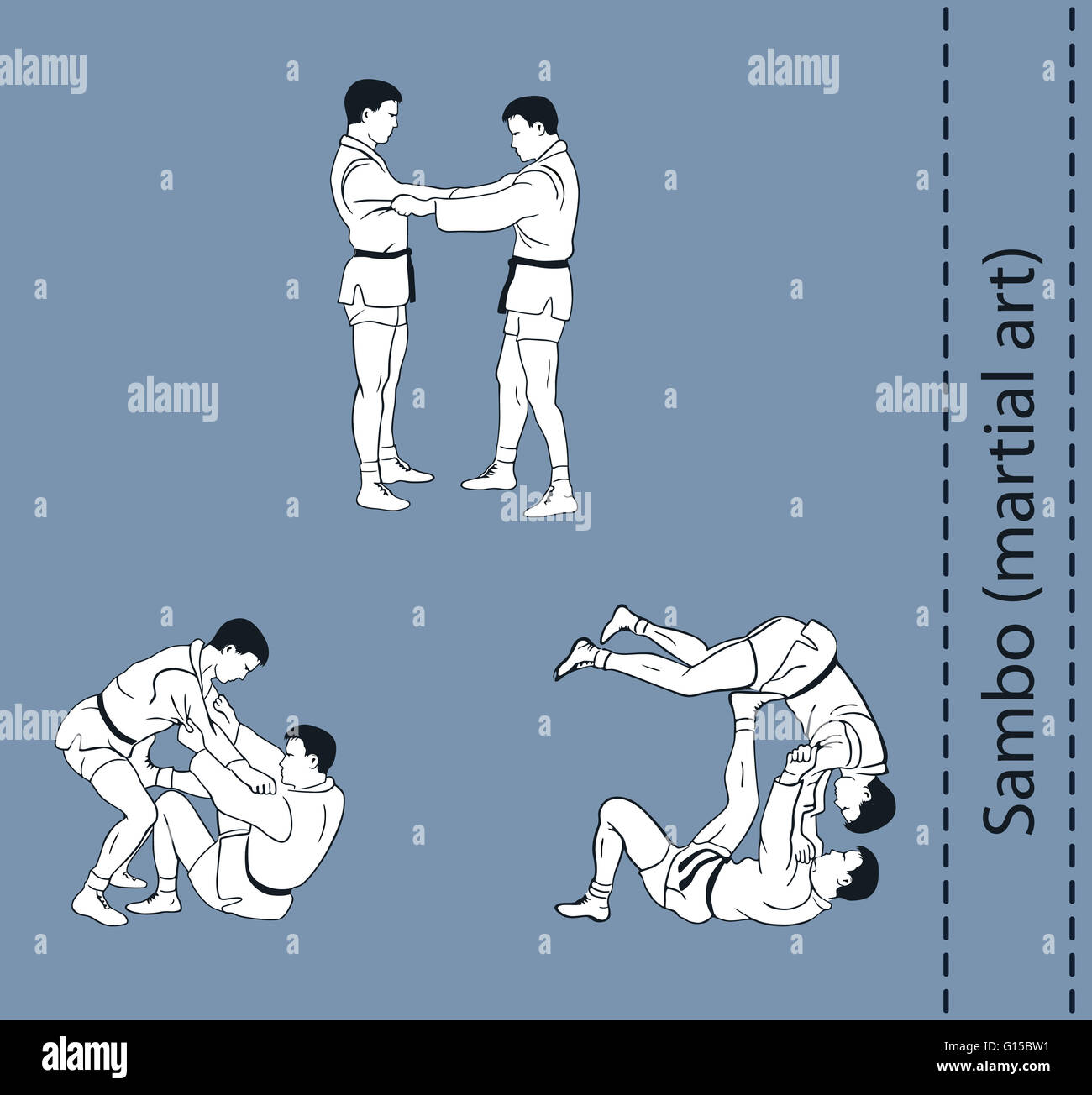 Illustration, men demonstrate the fight of SAMBO Stock Photo - Alamy