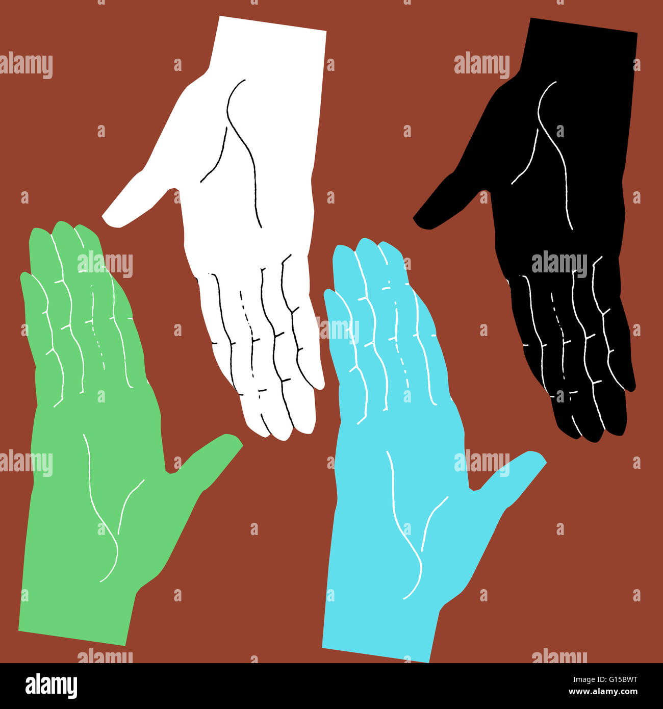 hands in different posses Stock Photo - Alamy