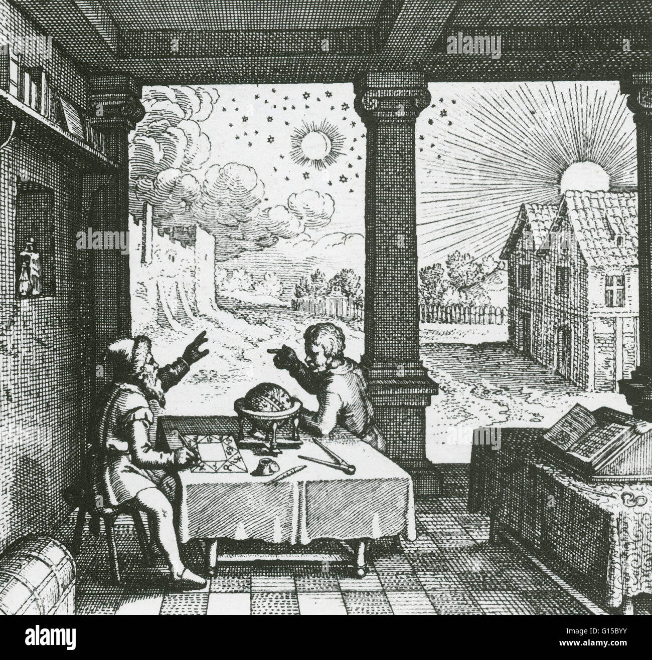 Provided with a model of the celestial sphere, reference books and ...