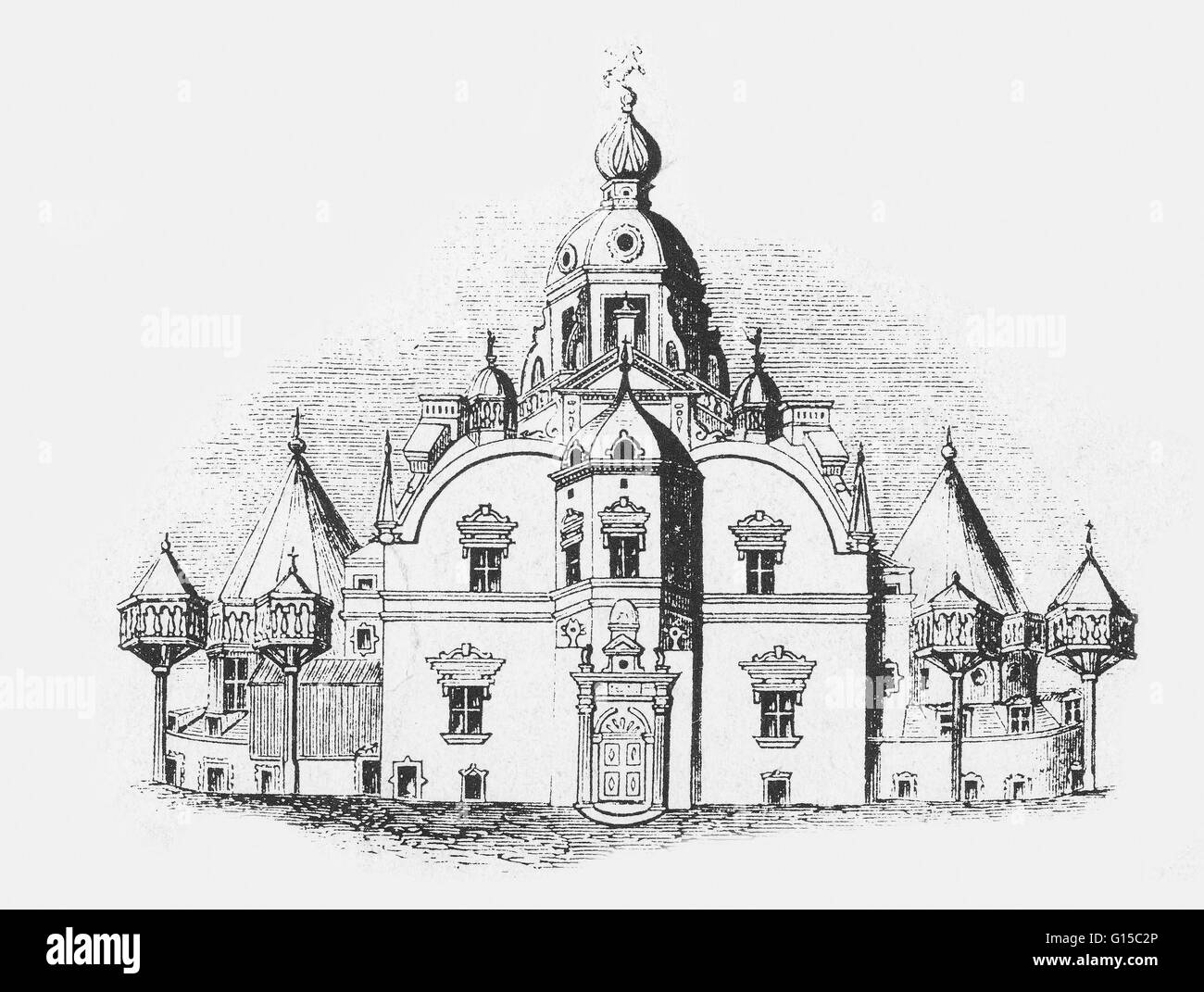 Uraniborg, an astronomical observatory operated by Tycho Brahe in ...