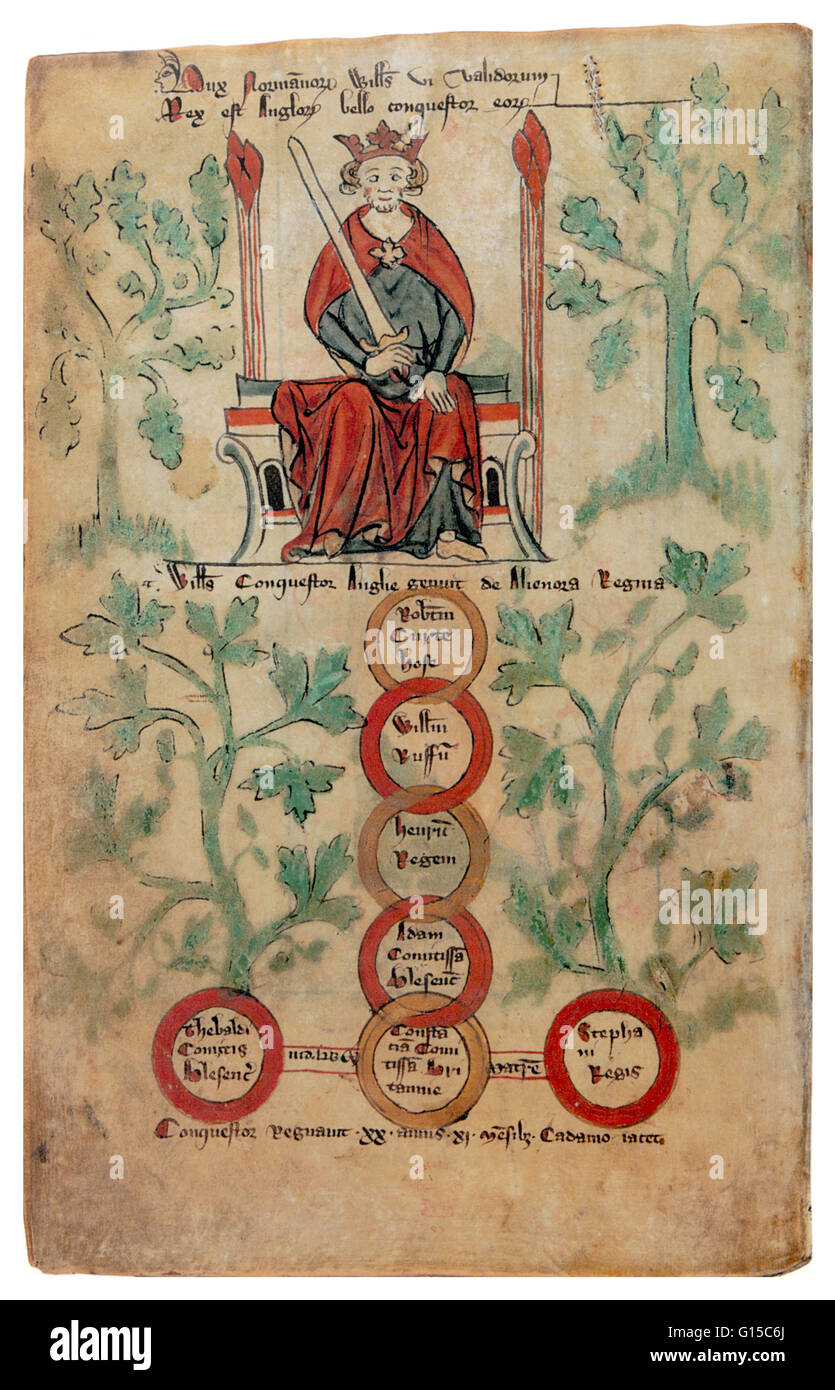 Fourteenth century genealogical tree of William the conqueror Stock ...