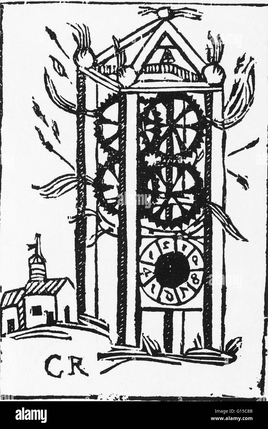 Illustration of an early time-keeping mechanism Stock Photo - Alamy