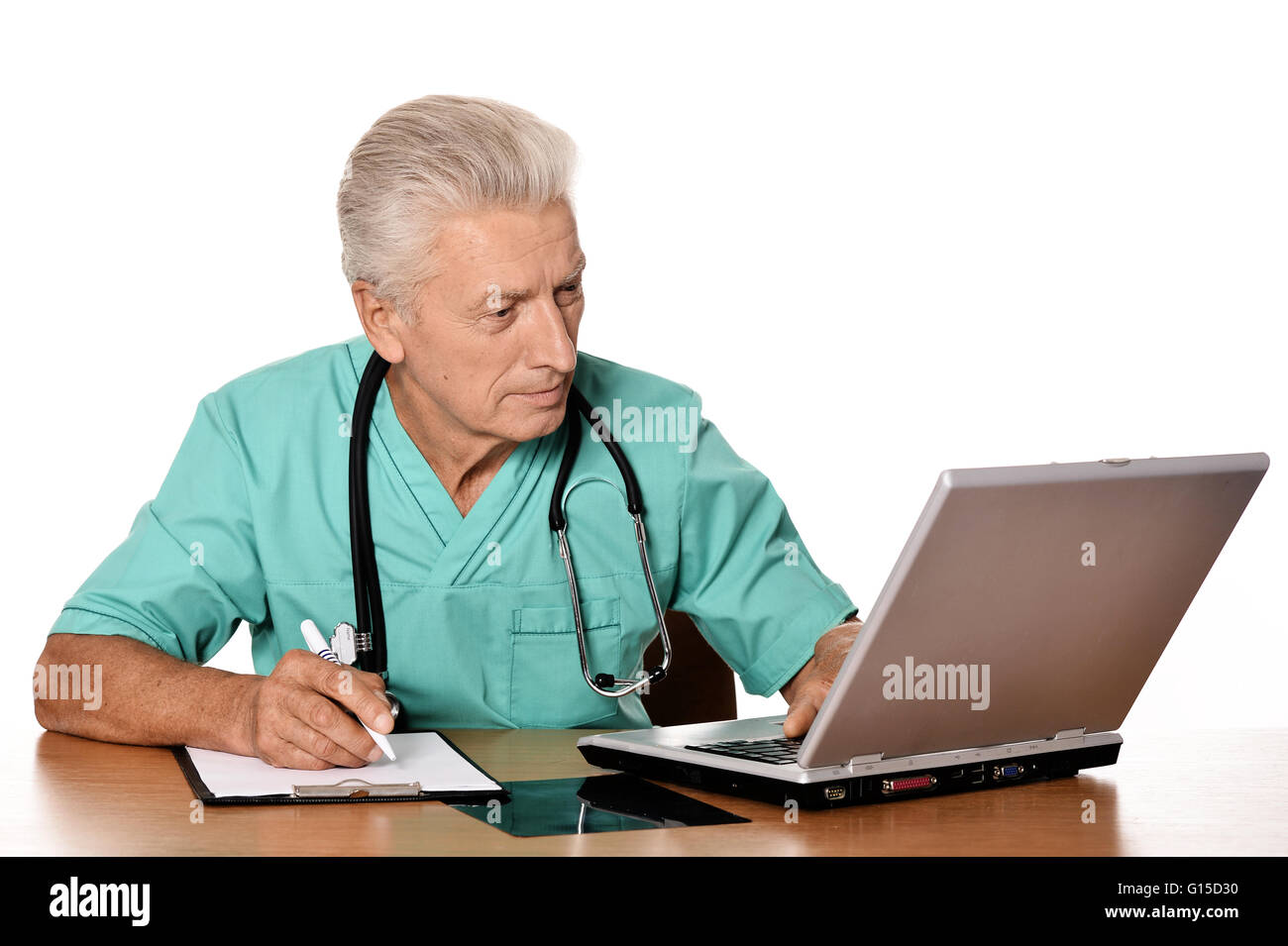 Doctor with computer Stock Photo - Alamy