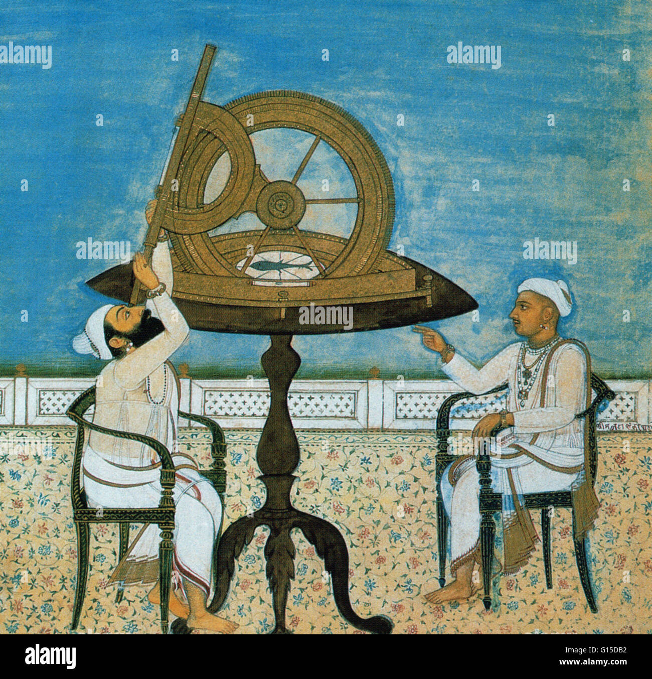 Astronomers observing stars using a theodolite, able to measure both ...