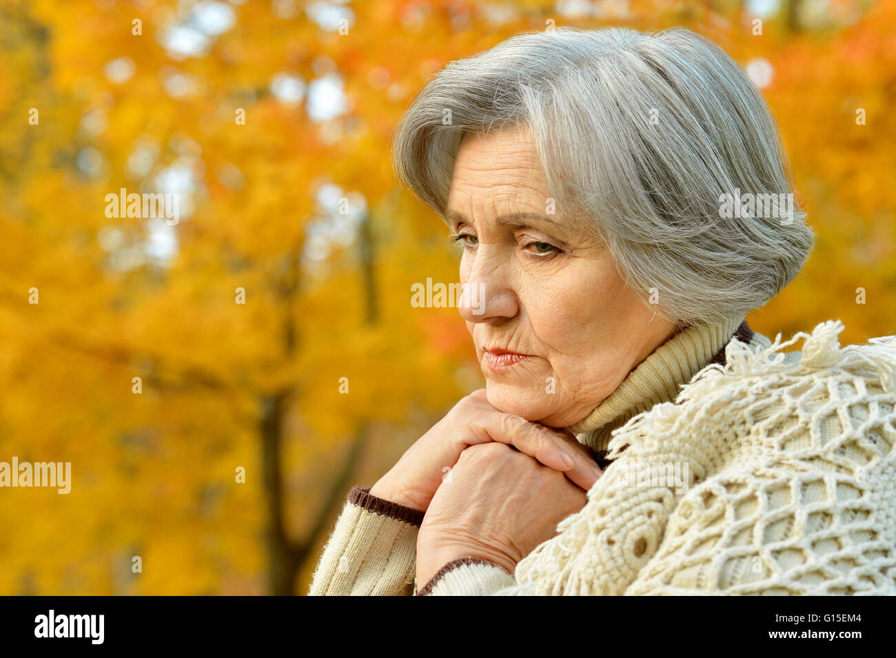 Nice sad old woman Stock Photo - Alamy