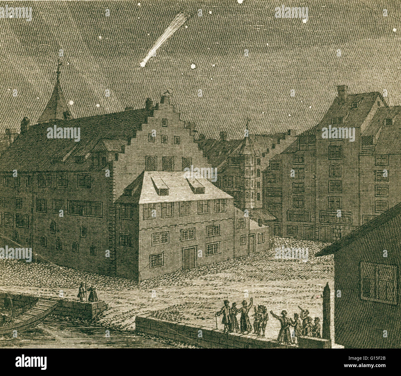 A comet over an administrative building of the monastery of Einsiedeln ...