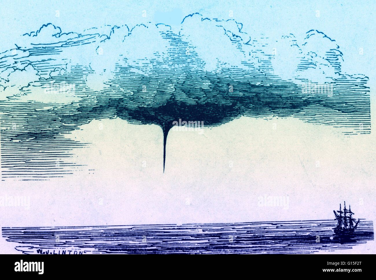 Waterspout drawing hi-res stock photography and images - Alamy