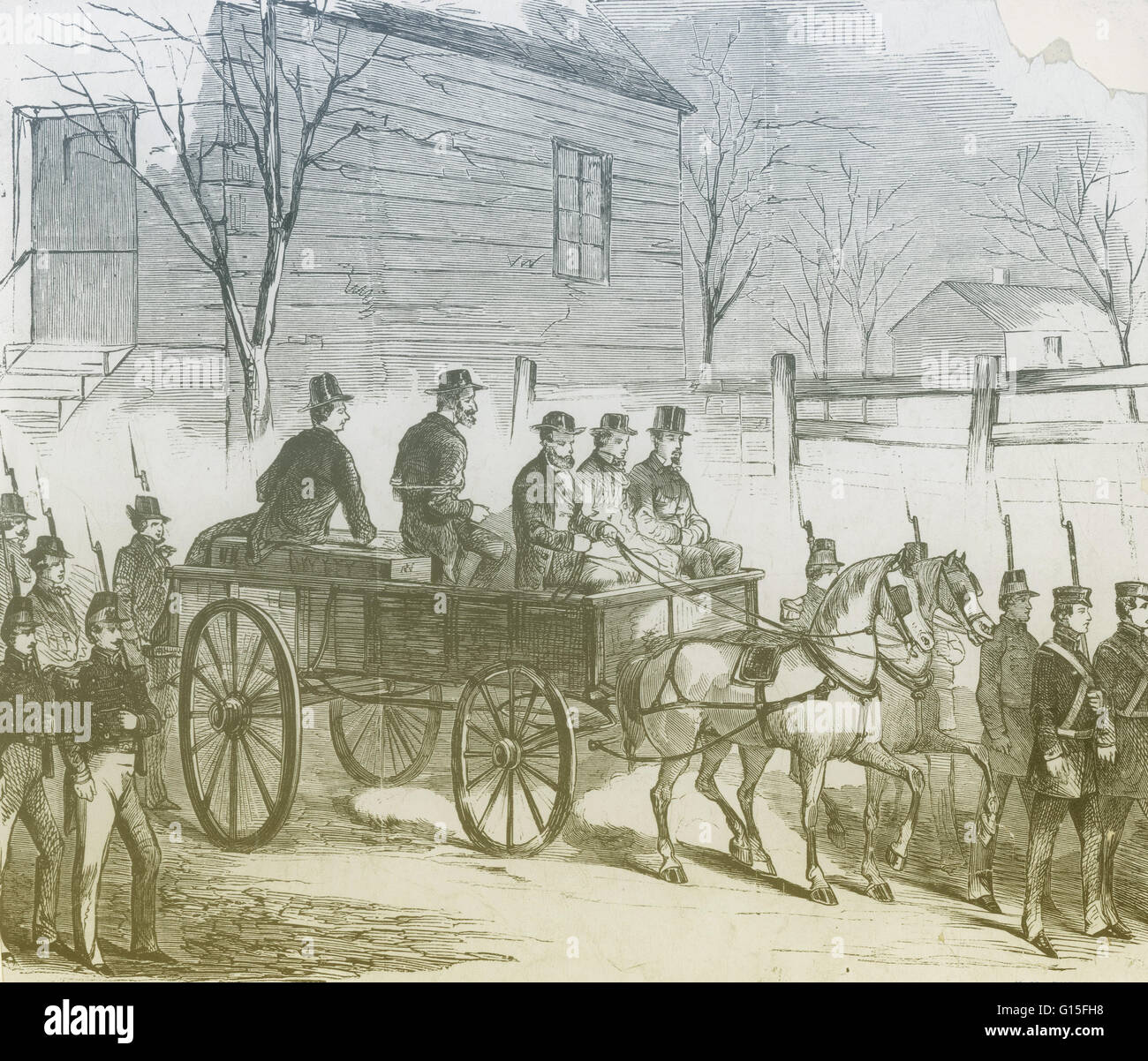 John Brown riding on his coffin to the place of execution. From a ...