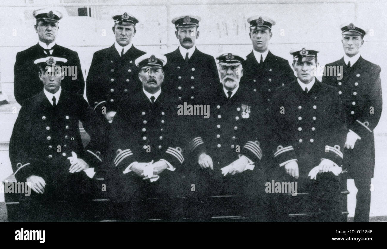 Captain Edward J Smith and his senior officers photographed on board ...