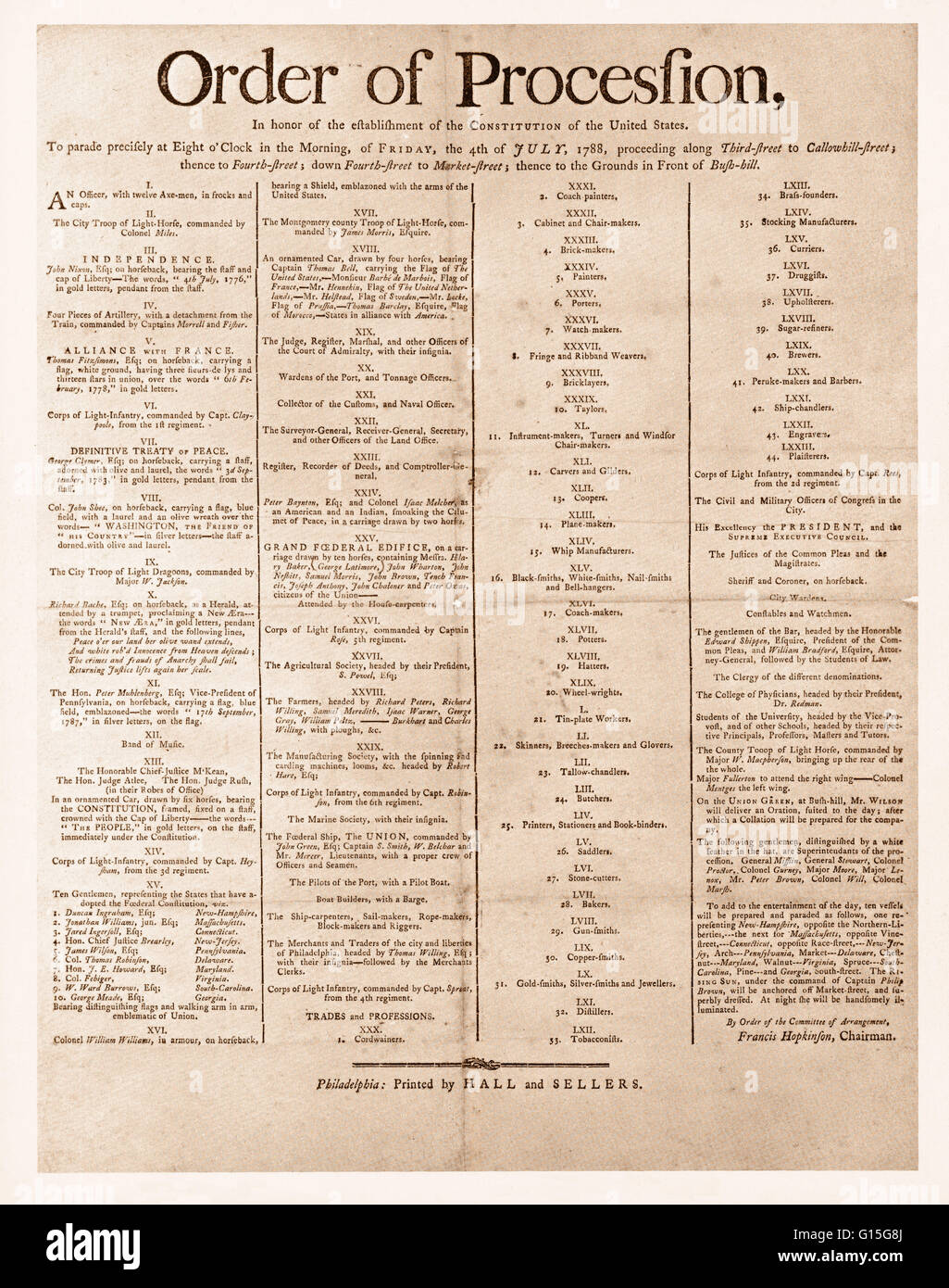 An Order of Procession for a parade in honor of the establishment of ...