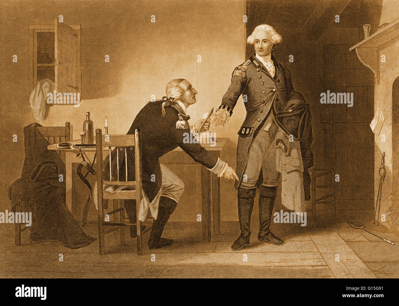 American Revolutionary War, 1780. An engraving showing Benedict Arnold ...