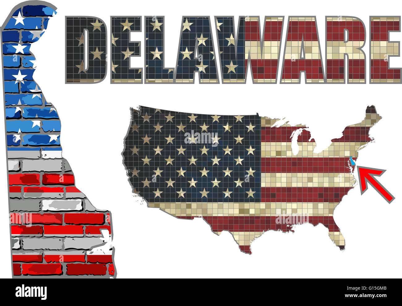 USA state of Delaware on a brick wall Stock Vector Image & Art - Alamy