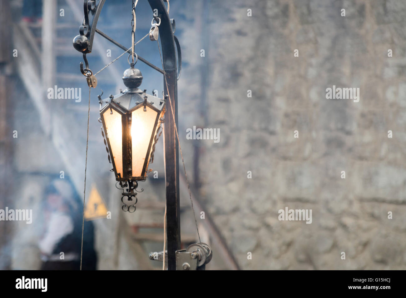 vintage lantern in a medieval castle Stock Photo - Alamy