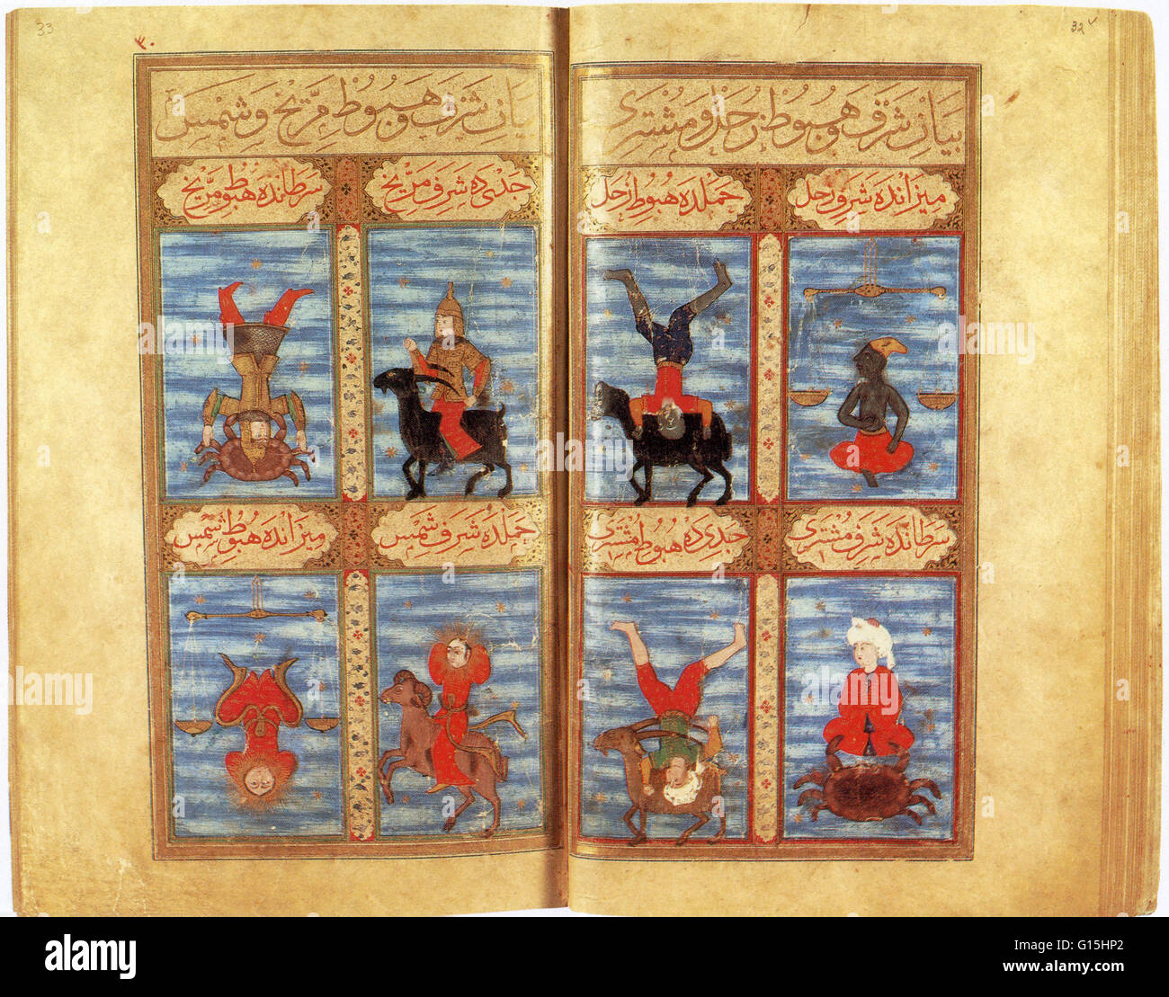 Personification of planets; shown upright in their ruling signs and ...