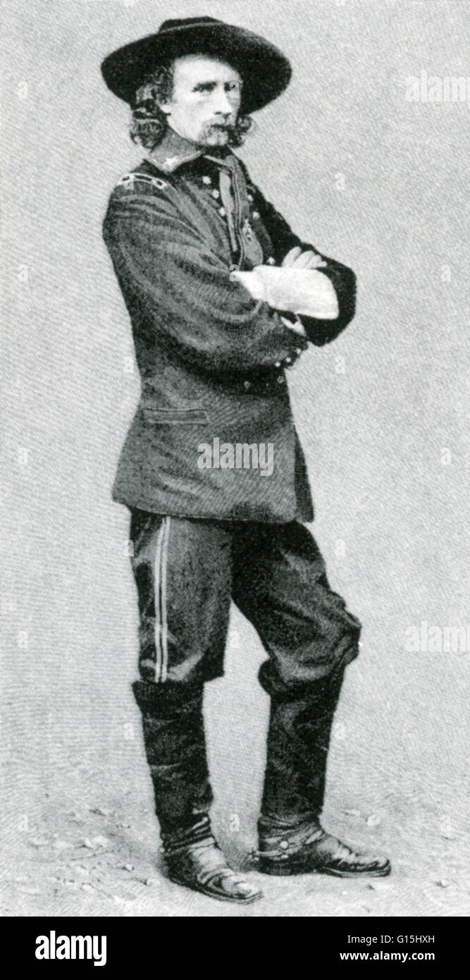 An 1875 engraving of General George Custer by Frederick Remington ...