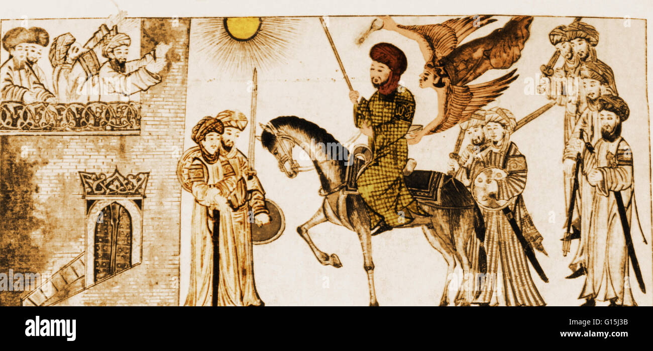 An illustration of the Banu Qurayza surrendering to Muhammad with false ...