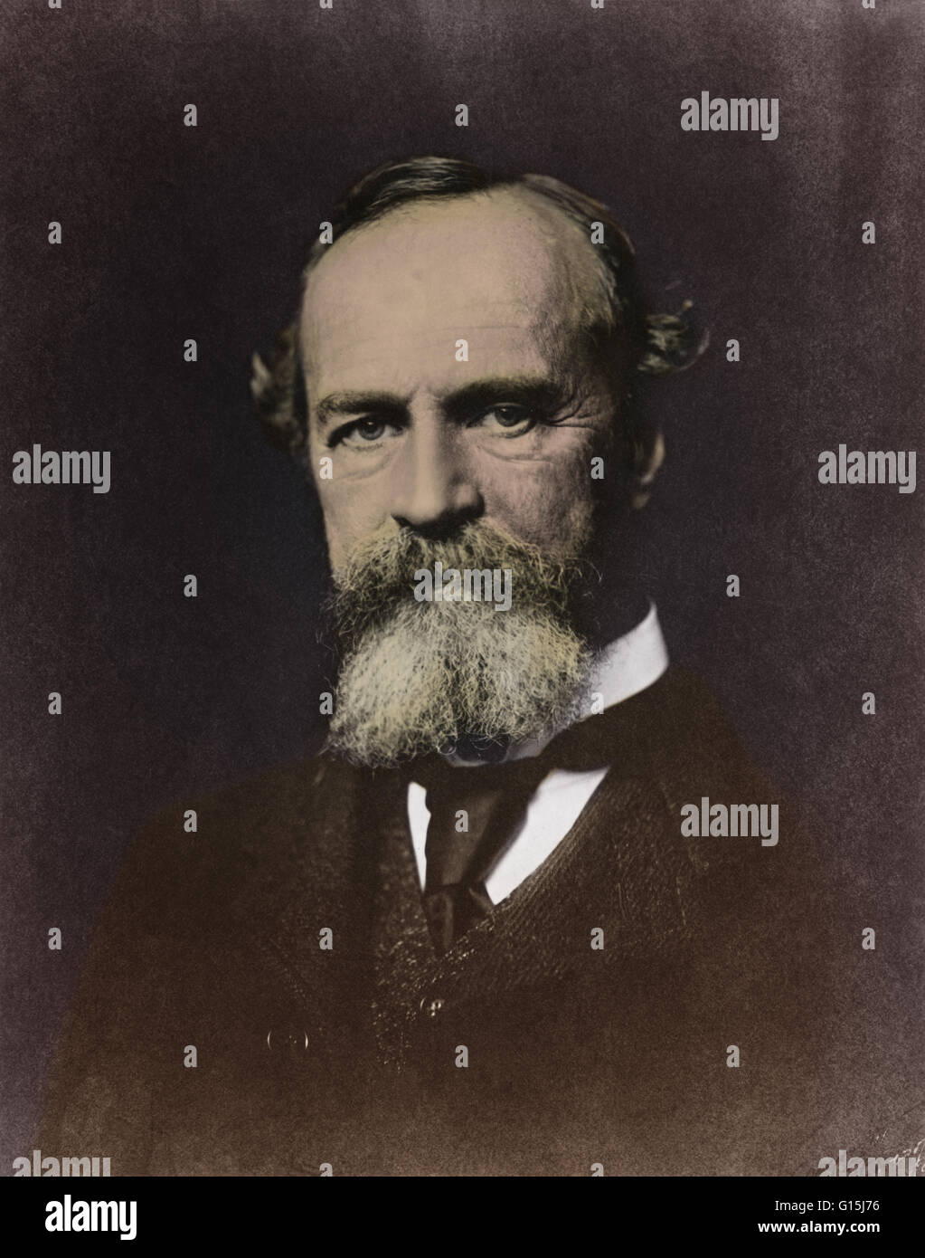 Colorized portrait of William James (January 11, 1842 - August 26, 1910 ...
