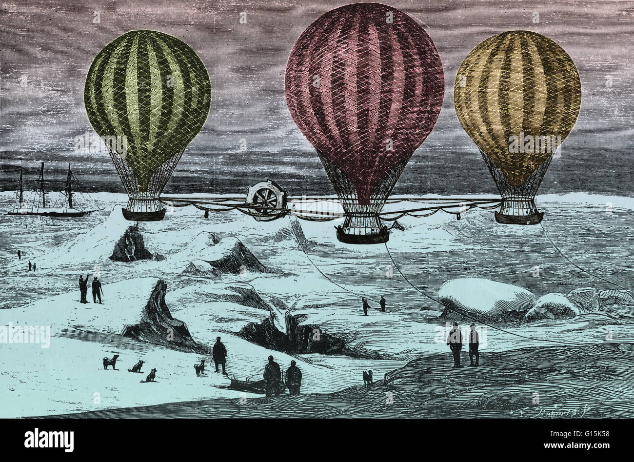 Historical hot air balloon illustration hi-res stock photography and ...