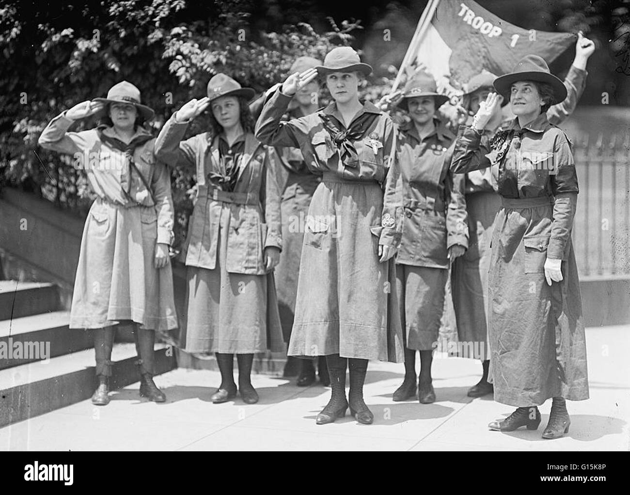 Photograph entitled: Girl Scouts. Troop #1. Mrs. Juliette Low, founder ...