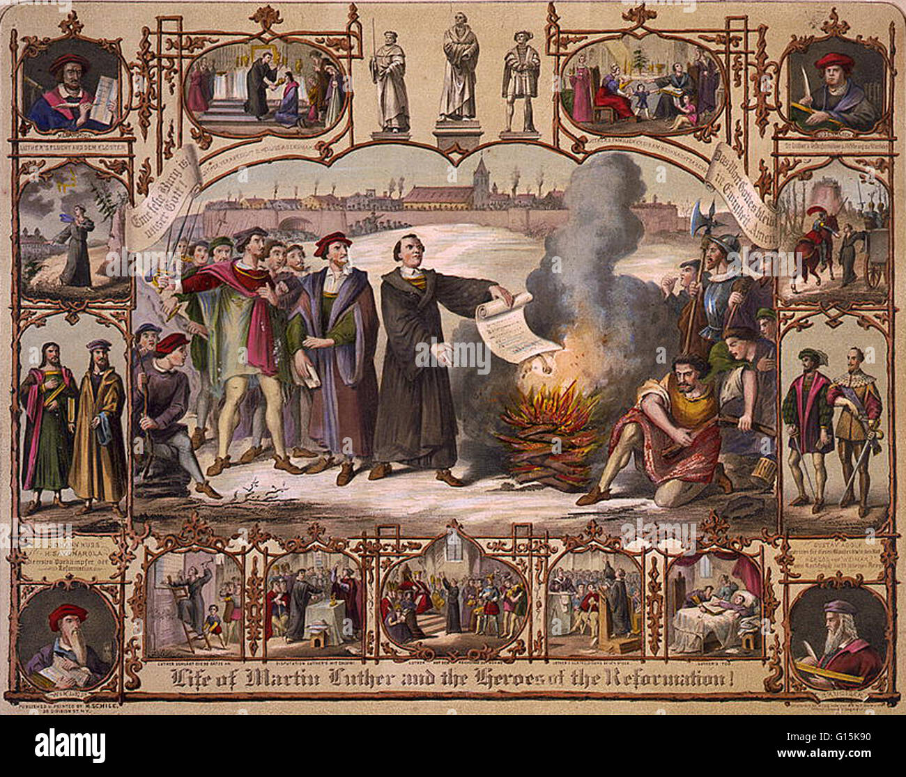Lithograph entitled: Life of Martin Luther and heroes of the ...