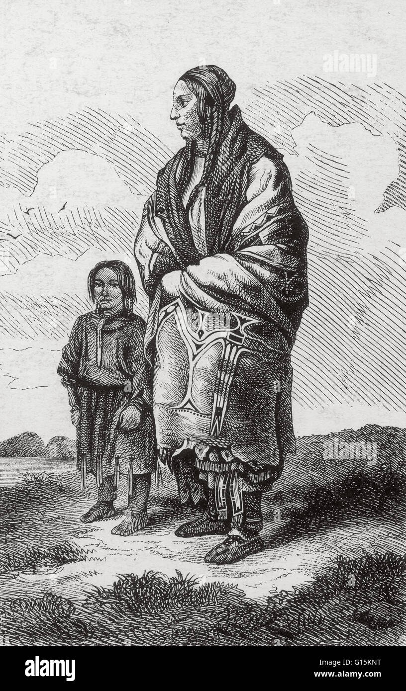 Portrait of a Teton Sioux woman and an Assiniboine girl, after an ...