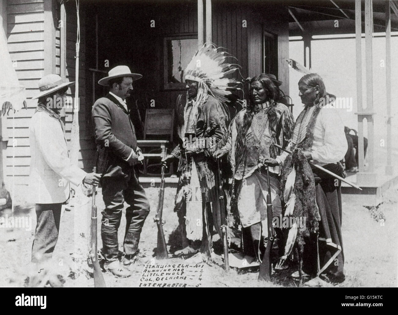 Three Cheyenne men by the names of Standing Elk, Running Hog, and ...