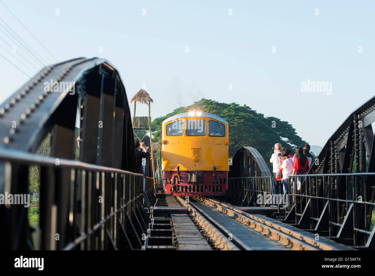 Group people crossing bridge hi-res stock photography and images - Alamy