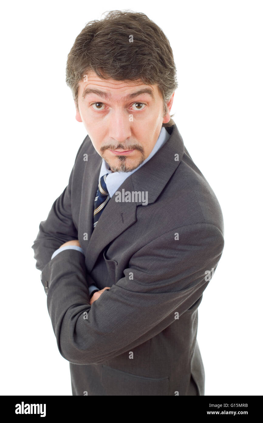 mad business man portrait isolated on white Stock Photo - Alamy