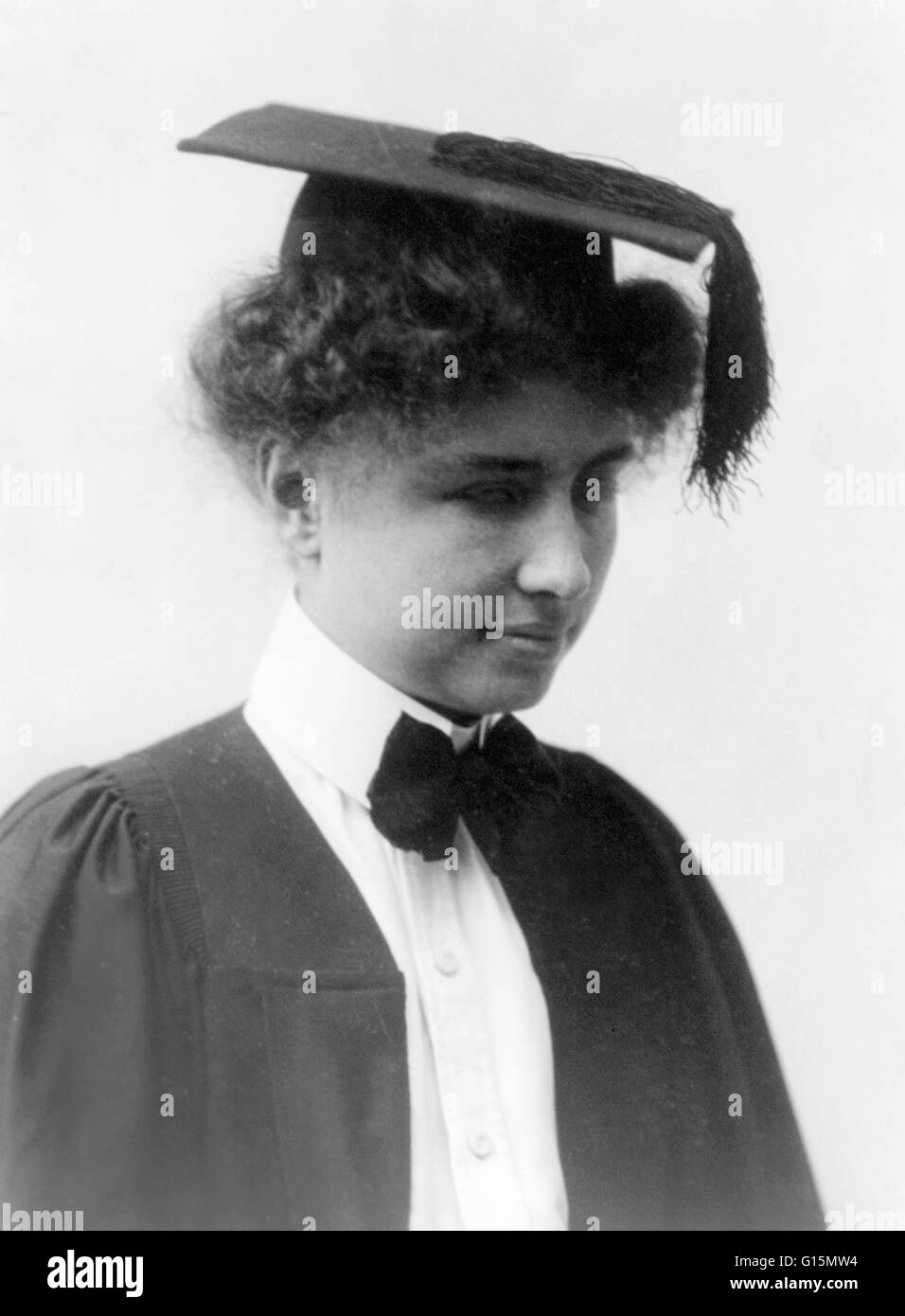 Keller wearing graduation cap and gown, circa 1904. Helen Adams Keller (June 27, 1880 - June 1 ...