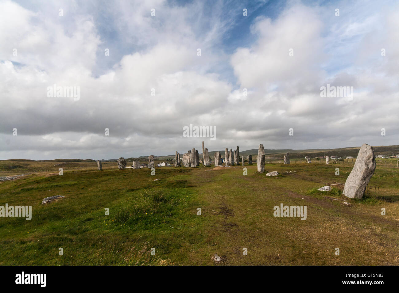 The standing stones of Callanish/ Calanais, Isle of Lewis. Outer ...