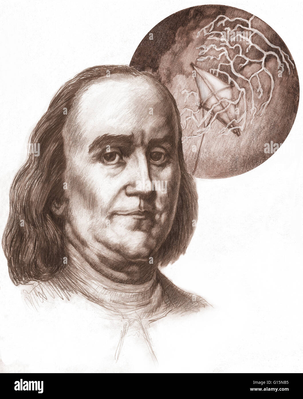 Benjamin Franklin etching by H. B. Hall, 1879. Benjamin Franklin ...