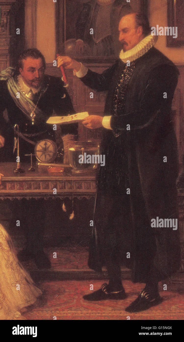 Detail from 19th century painting depicting Gilbert (standing in black ...