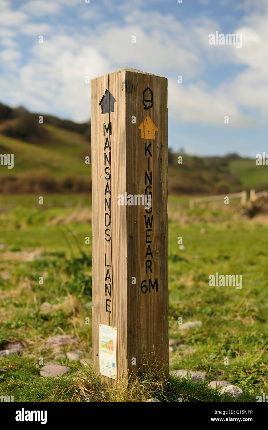 Waymarker post for the South-West Coast Path National Trail on the ...