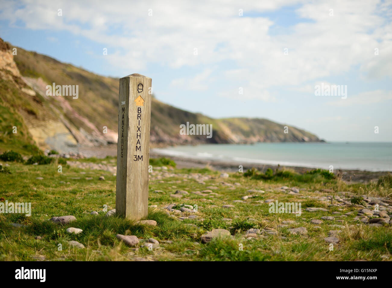 Waymarker post for the South-West Coast Path National Trail on the ...