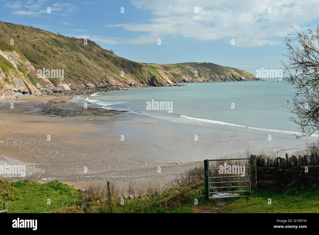 The beach at Man Sands, a secluded bay on the South Devon coast Stock ...